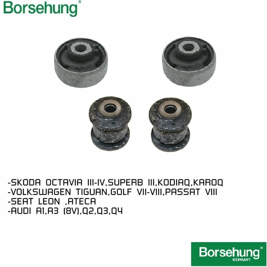 Комплект сайлентблоков передних рычагов Borsehung для Volkswagen TIGUAN II, GOLF VII-VIII, PASSAT VIII, Skoda Octavia Superb Kodiaq Karoq Audi A3, Q2, Q3