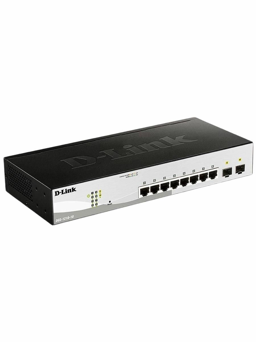 Коммутатор D-Link DGS-1210-10, 10 портов, 1Gb/s, управление через веб-интерфейс, черный