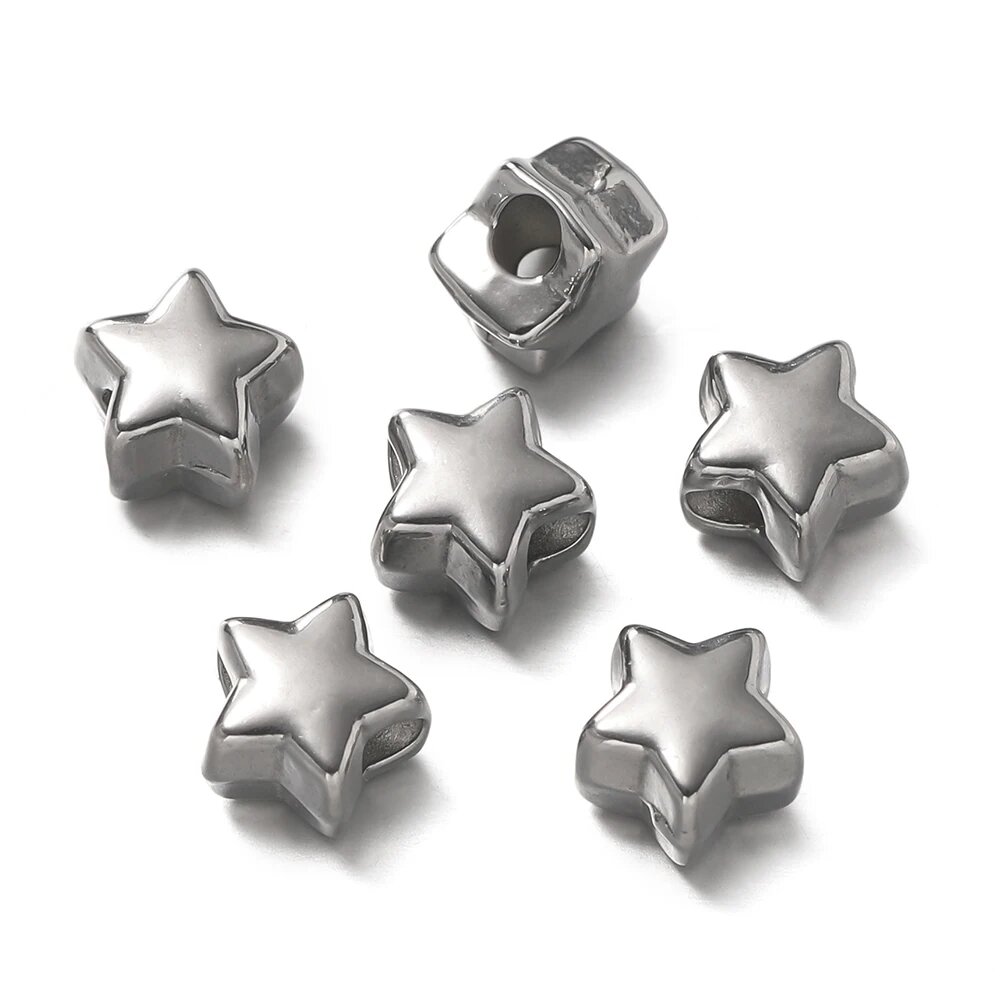 Бусины звездочки из нержавеющей стали, Steel star01, 5 шт.