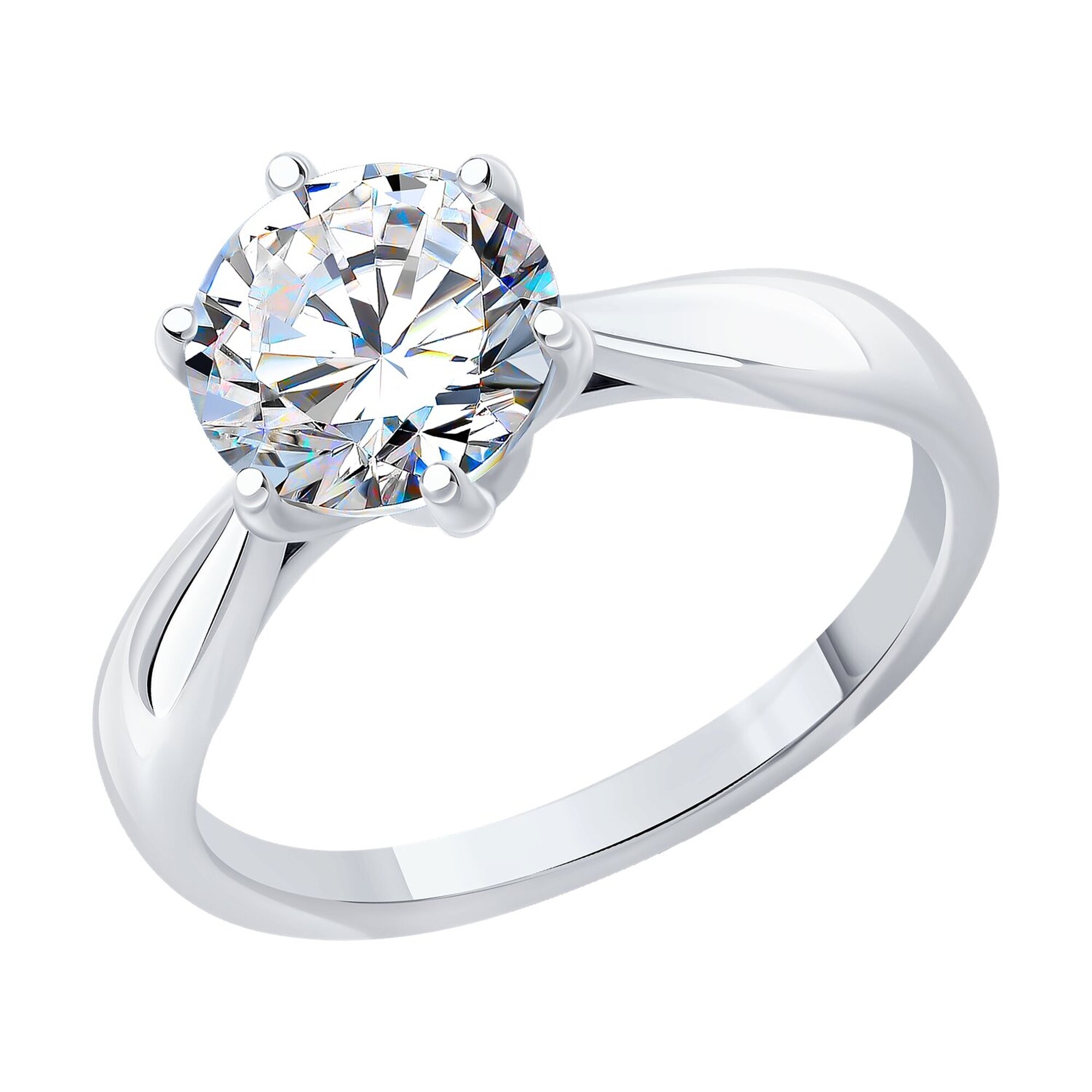 Кольцо помолвочное, белое золото, 585 проба, бриллиант выращенный