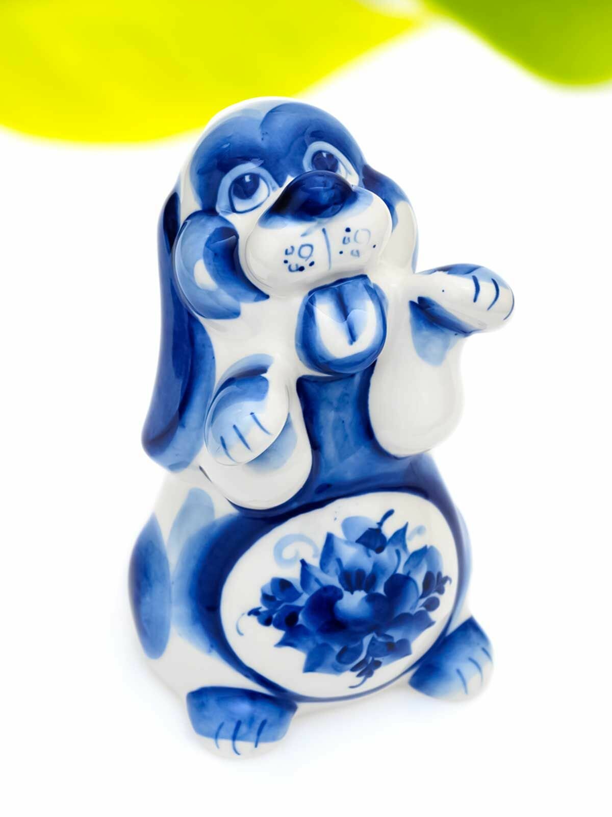 Фигурка коллекционная - Собака, Гжель, Фарфор, 12.5 см