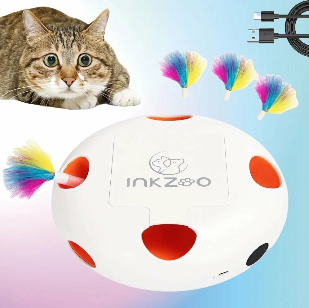 Интерактивная игрушка для кошек INKZOO, умная автоматическая игра "Ударь крота" с 7 отверстиями, для домашних кошек и котят