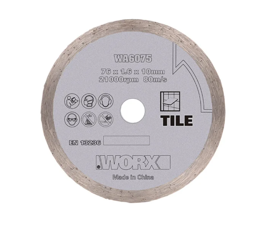 Алмазный пильный диск WORX WA6075, 76х1,6х10 мм, совместим с угловой шлифмашиной Worx WX801