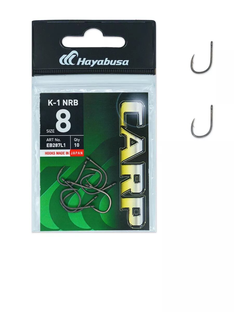 Крючки карповые Hayabusa EB287L1 K-1 NRB №8, 10 шт