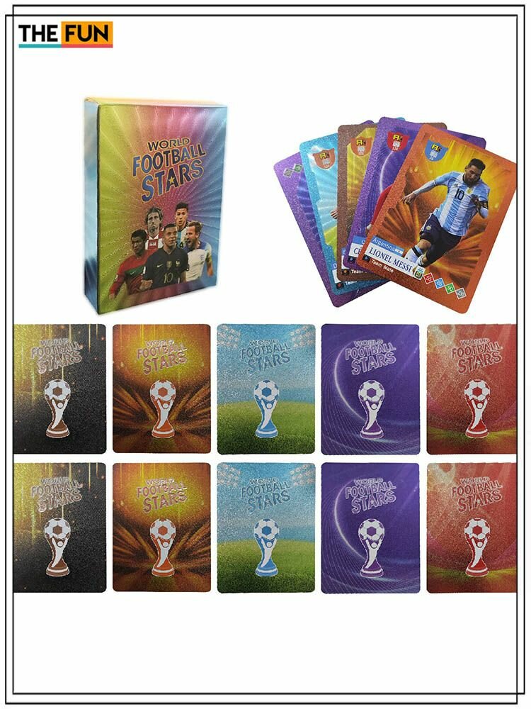 55 Карточек Футбольных Звезд. Коллекция Карточек Футбольных Игроков Месси, Роналду, Football Star Card