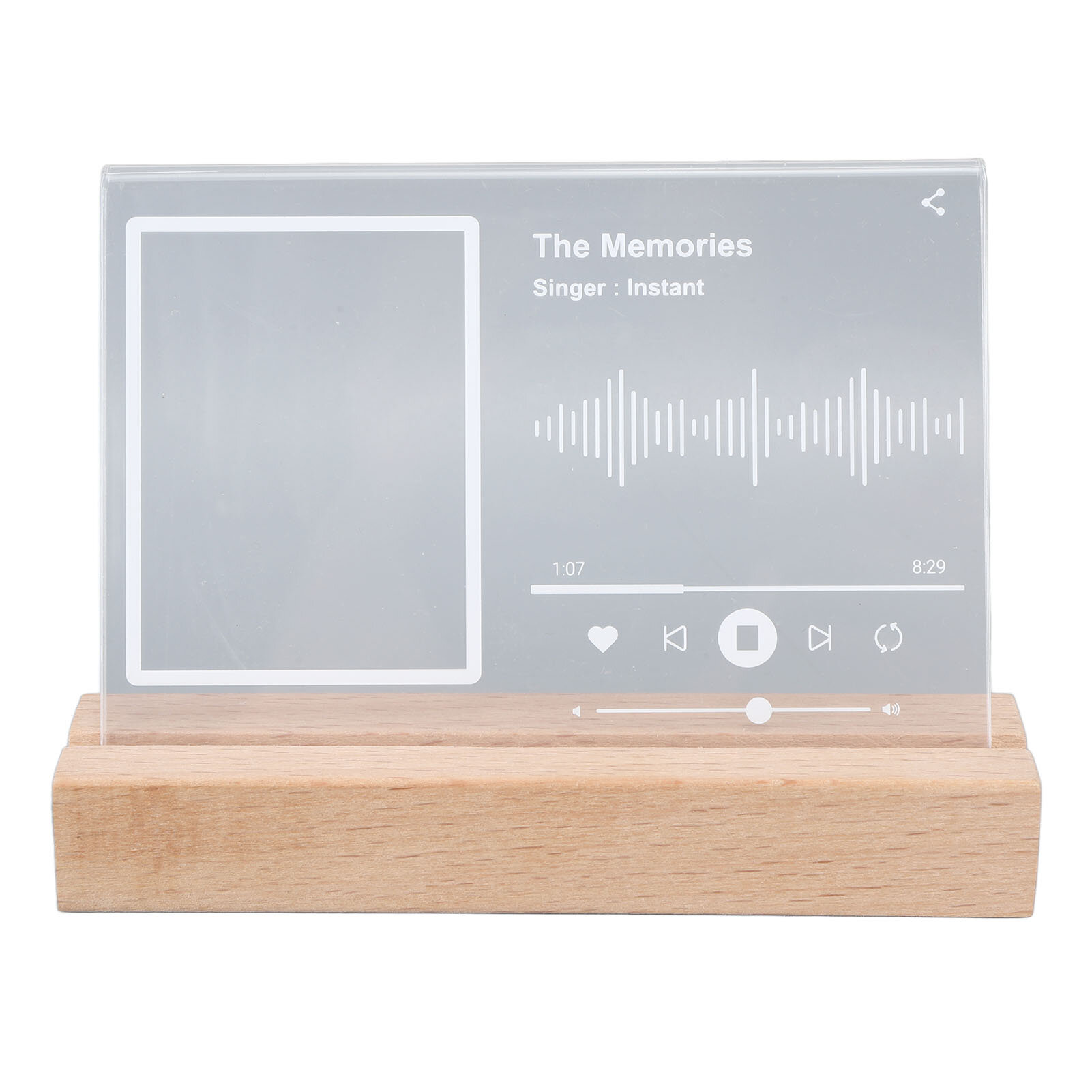 3 -дюймовая освещенная музыка мини -фоторамка Прозрачная фотокадравливая акриловая светиль