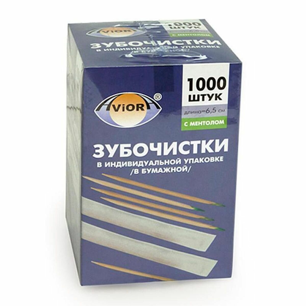 Зубочистки бамбуковые Aviora (с ментолом, в бумажных упаковках), 1000шт. (401-609)
