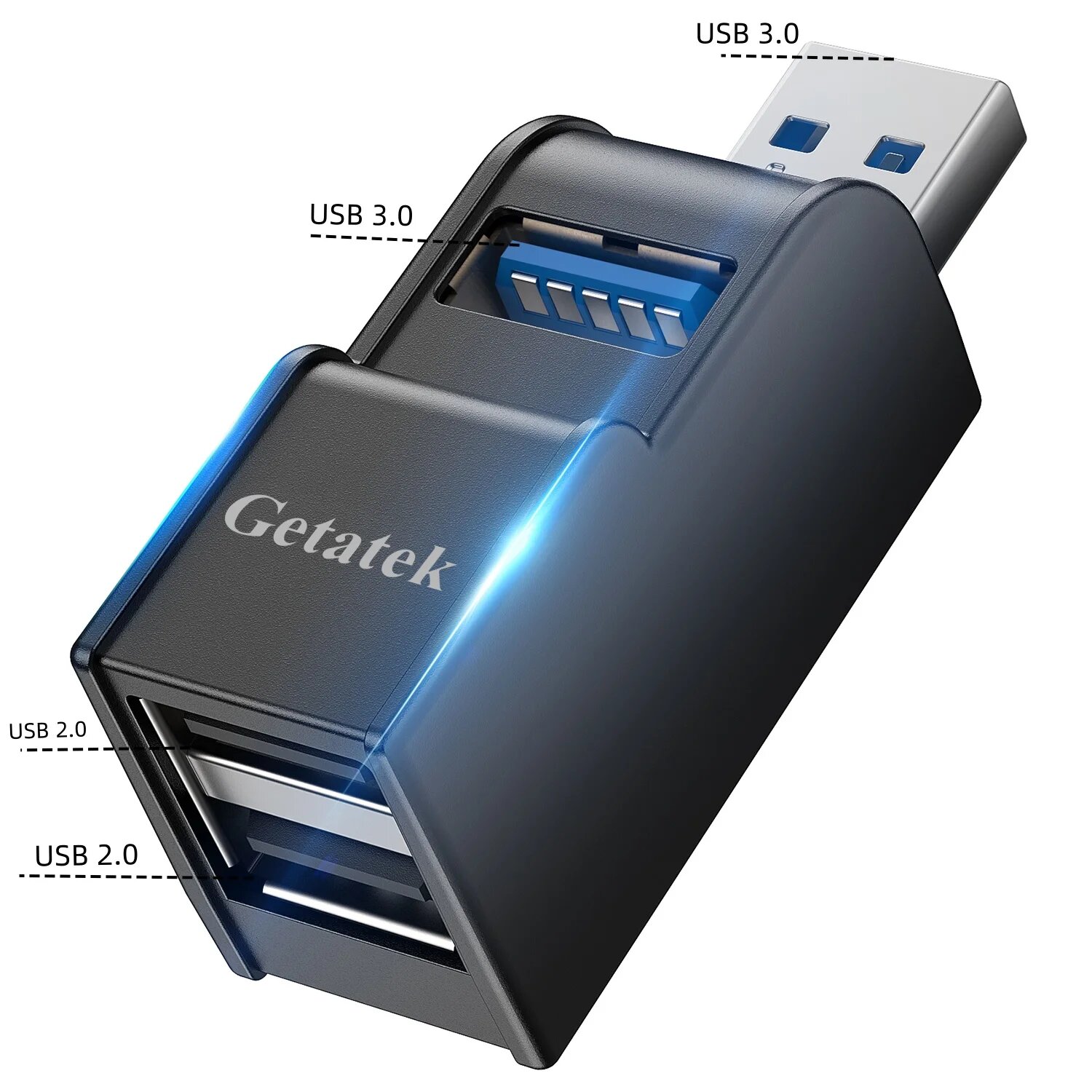 Getatek USB 3.0 Концентратор 3 Порта Черный, Black