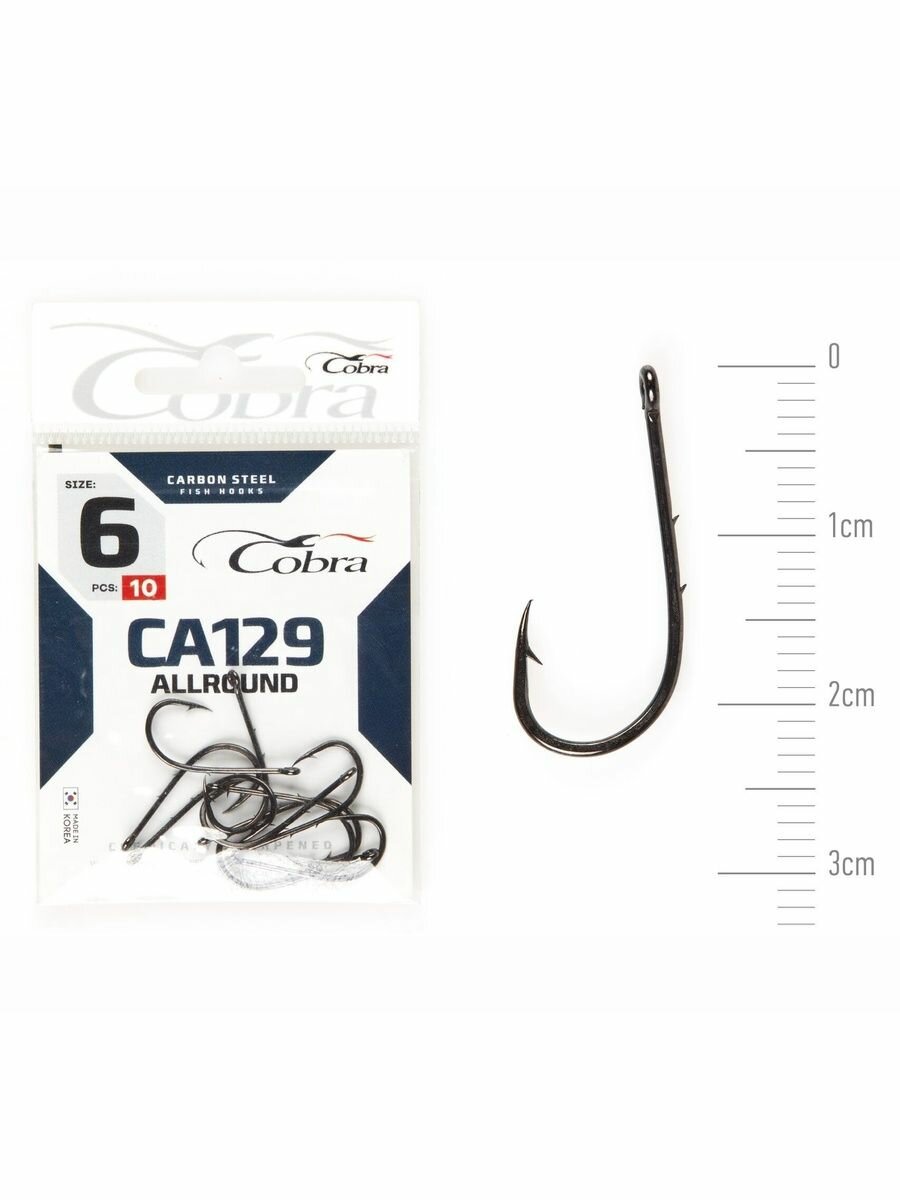 Крючки Cobra Allround BAITHOLDER CA129, разм. 6, одинарные , 10шт.