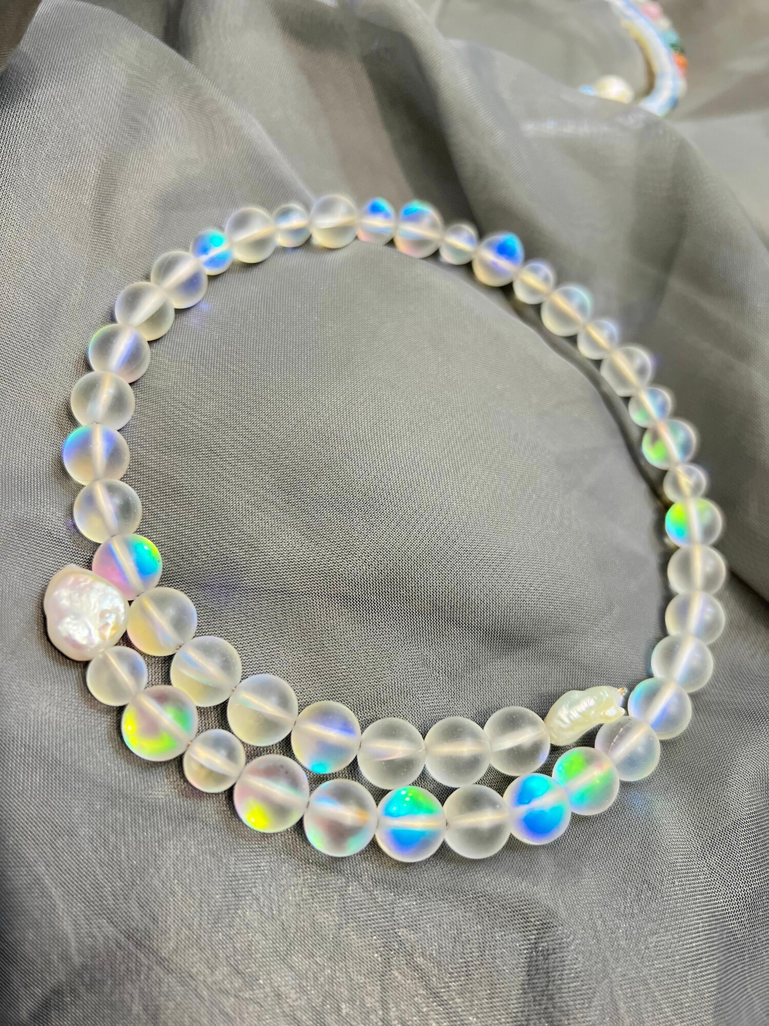 Чокер, стекло, жемчуг культивированный