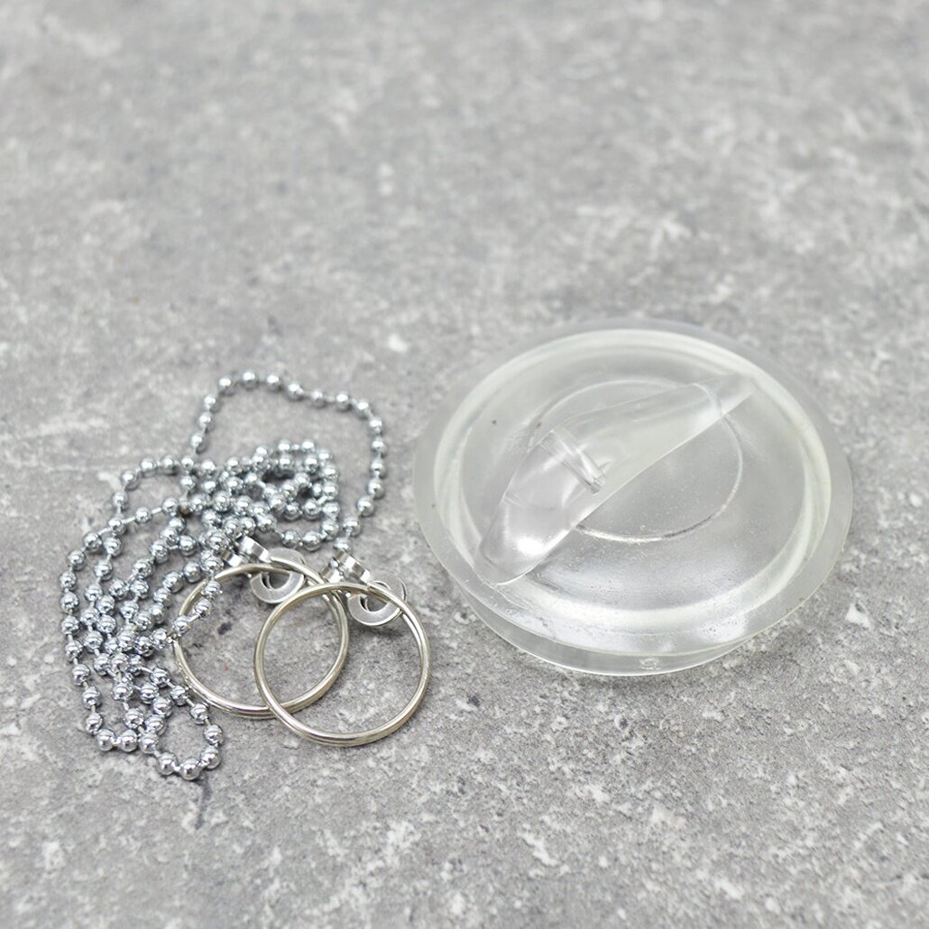 Пробка для ванной с цепочкой, прозрачная, ПВХ, диаметр 5 см, надежное перекрытие слива воды, универсальная