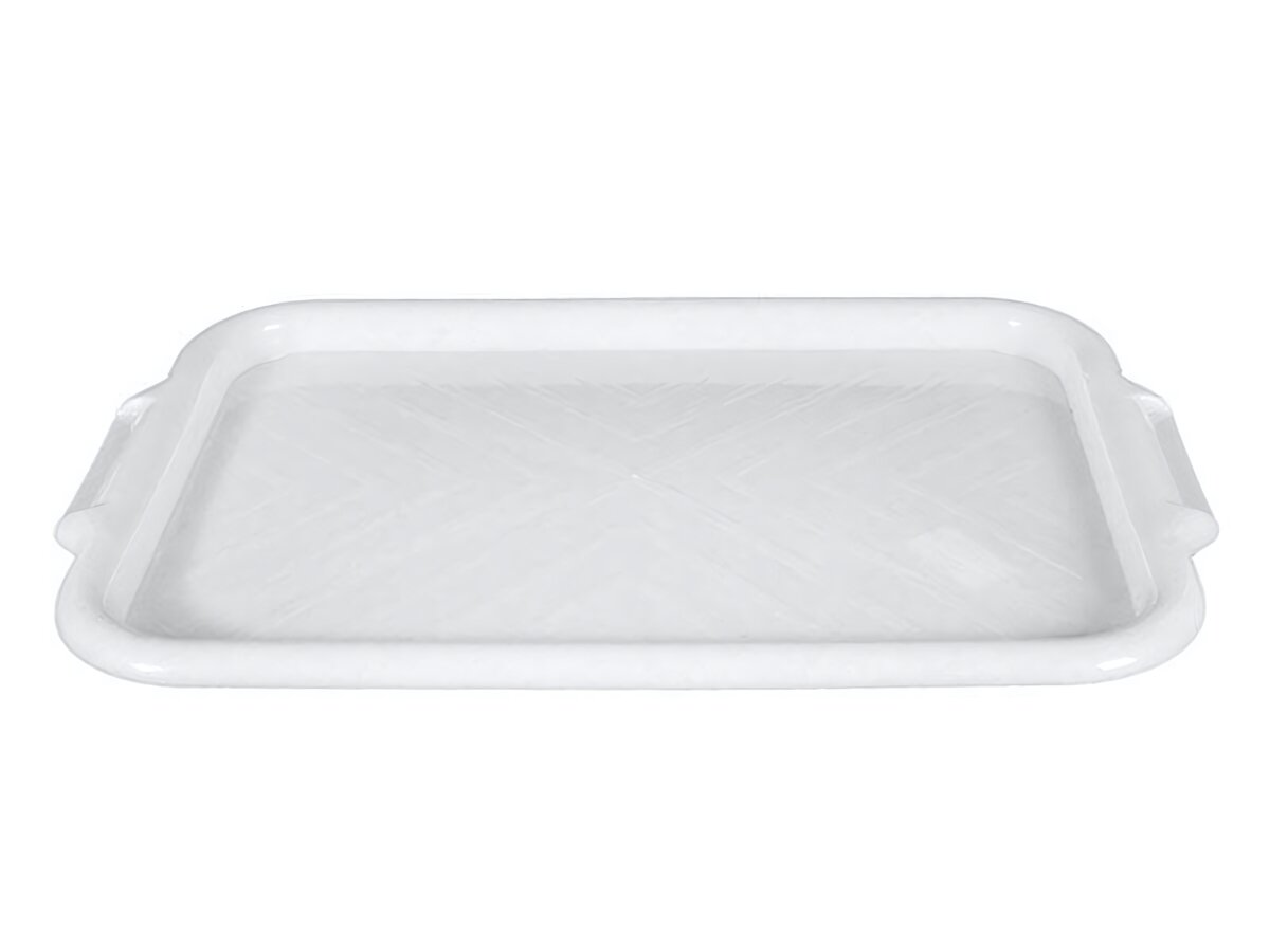 Поднос пластиковый удобный, 36х50см, белый, серия "HoReCa", прямоугольный, с ручками, матовая поверхность