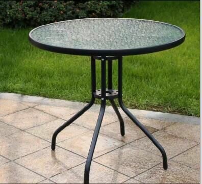 Стол садовый ECODECOR круглый черный металлический для сада 60х60х70см