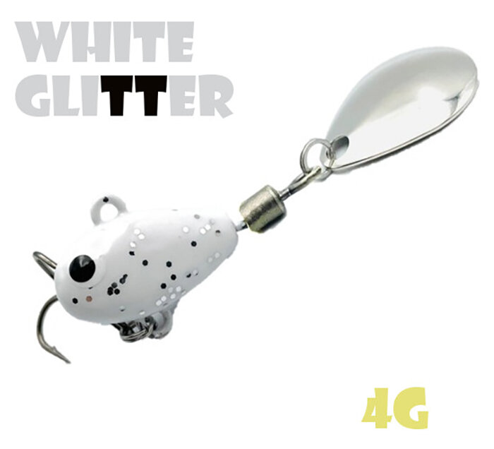 Блесна Тейл-Спиннер для рыбалки Uf-Studio Hurricane 4g #White Glitter
