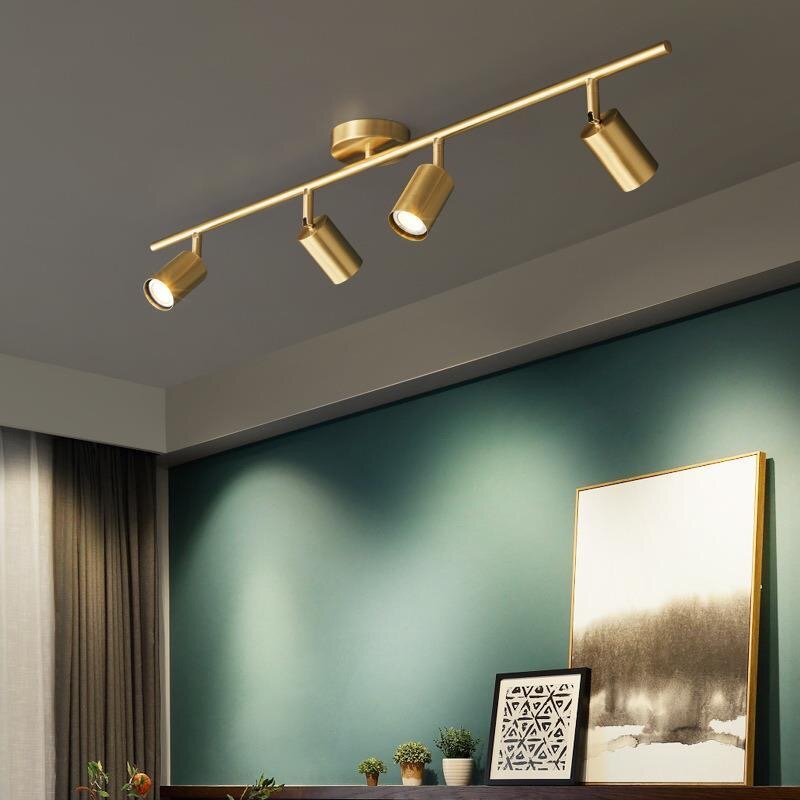 Потолочный светильник, металл, длина: 1m, светильник 4 ламп, E27, золото, подходит для спален, гостиных, кухонь, офисов