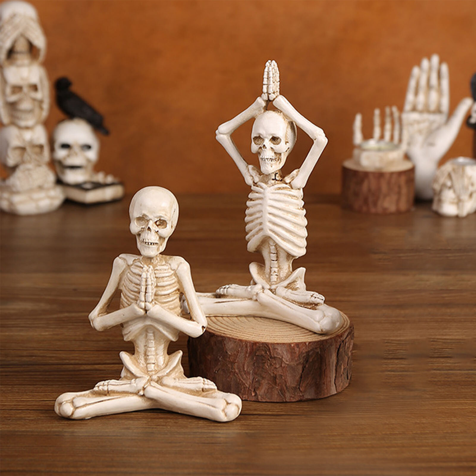 Фигурки скелетов, изысканные резные, яркие, реалистичные, украшения в виде скелетов на Хэллоуин, пугающая атмосфера, реквизит для медитации в доме с привидениями