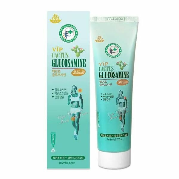 Daejeon VIP Cactus Glucosamine Massage Body Cream Gold массажный крем-гель для тела с глюкозамином и экстрактом опунции (165мл.)