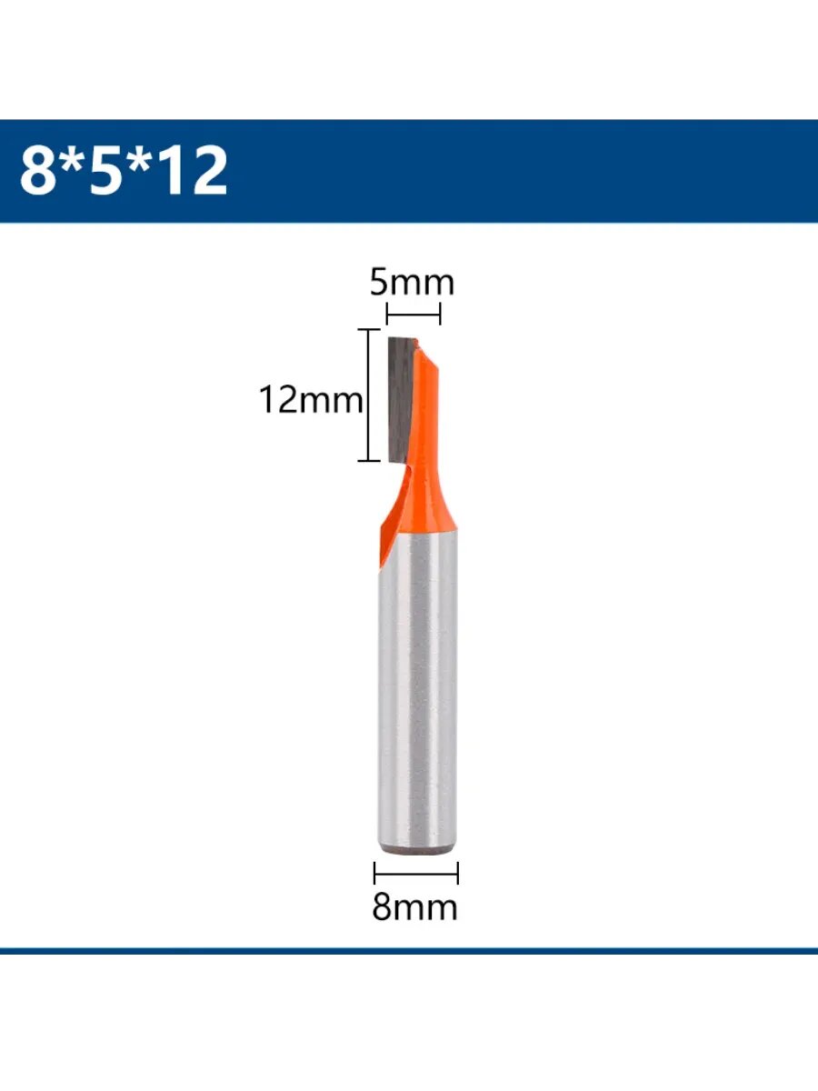 Фреза XCAN по дереву пазовая прямая 8×5×12 мм с одним лезвием, хвостовик 8 мм, твердосплавная вставка