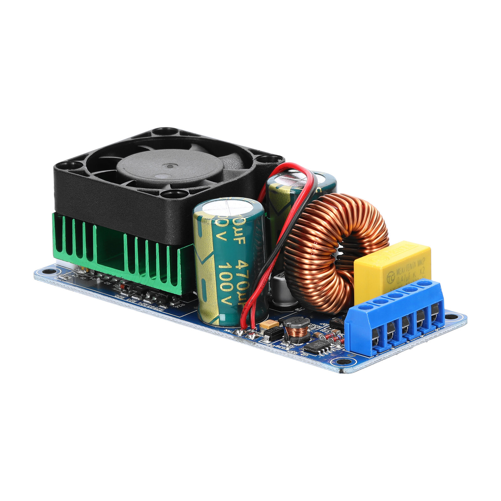 Модуль усилителя мощности цифрового моноканала класса D IRS2092S мощностью 500 Вт с охлаждающим вентилятором, высокоэффективный аудиоусилитель