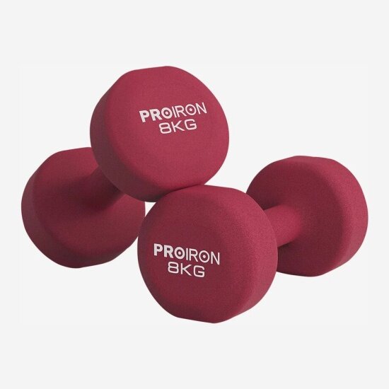Гантели неопреновые Proiron 2шт по 8кг, красный