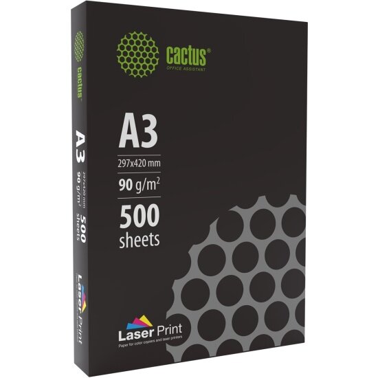 Бумага Cactus CS-LPA390500 A3/90г/м2/500л./белый для лазерной печати