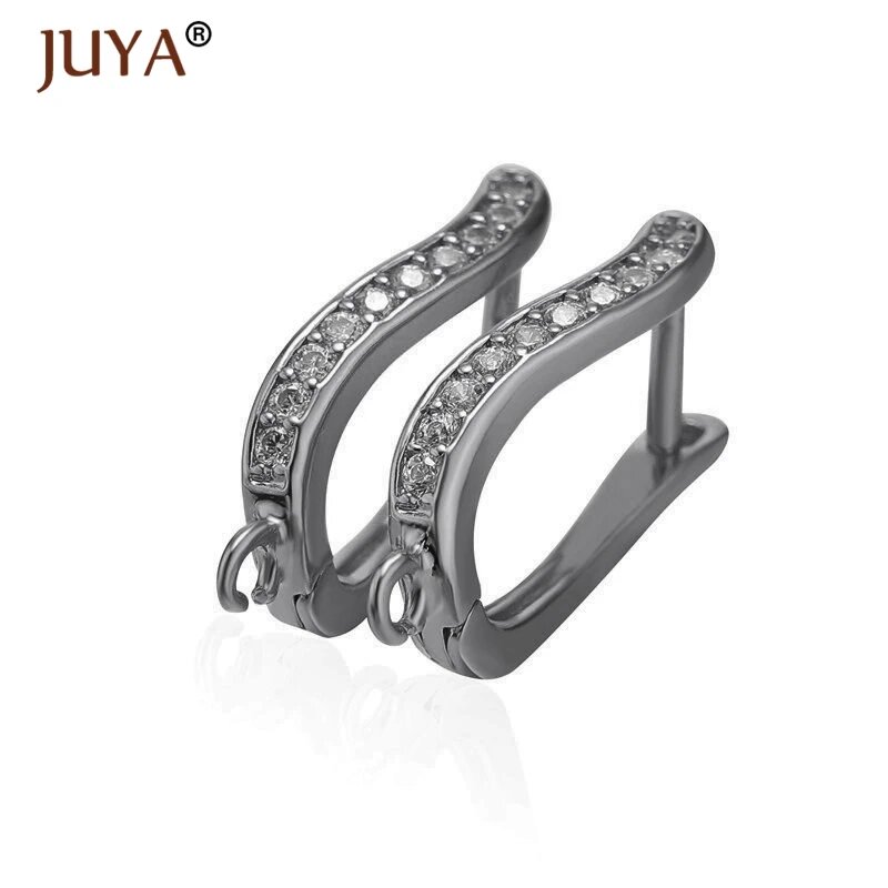 Juya Сережки-крючки, серебряные, с кристаллом, black