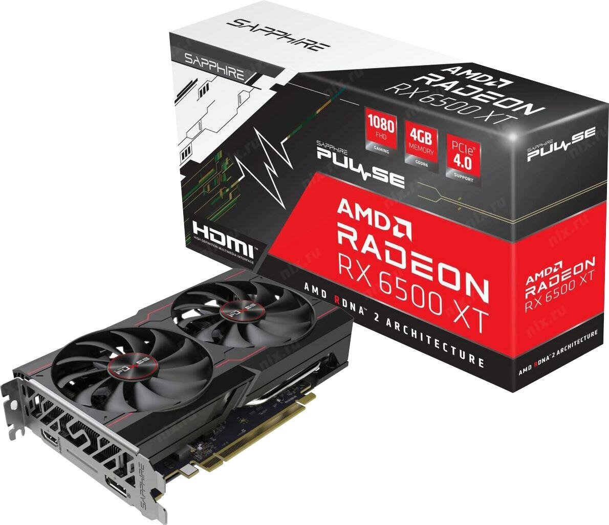 4Gb GDDR6 Sapphire <11314-07-20G> RADEON RX 6500XT PULSE Gaming OC (RTL) HDMI+DP