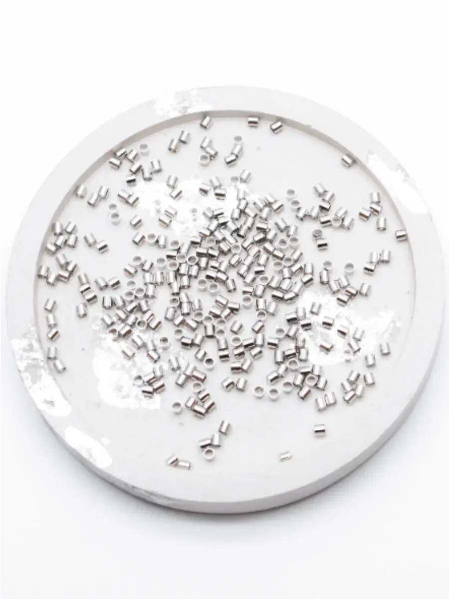 8354/10 Кримпы зажимные трубочки seребро 10 г для ожерелья