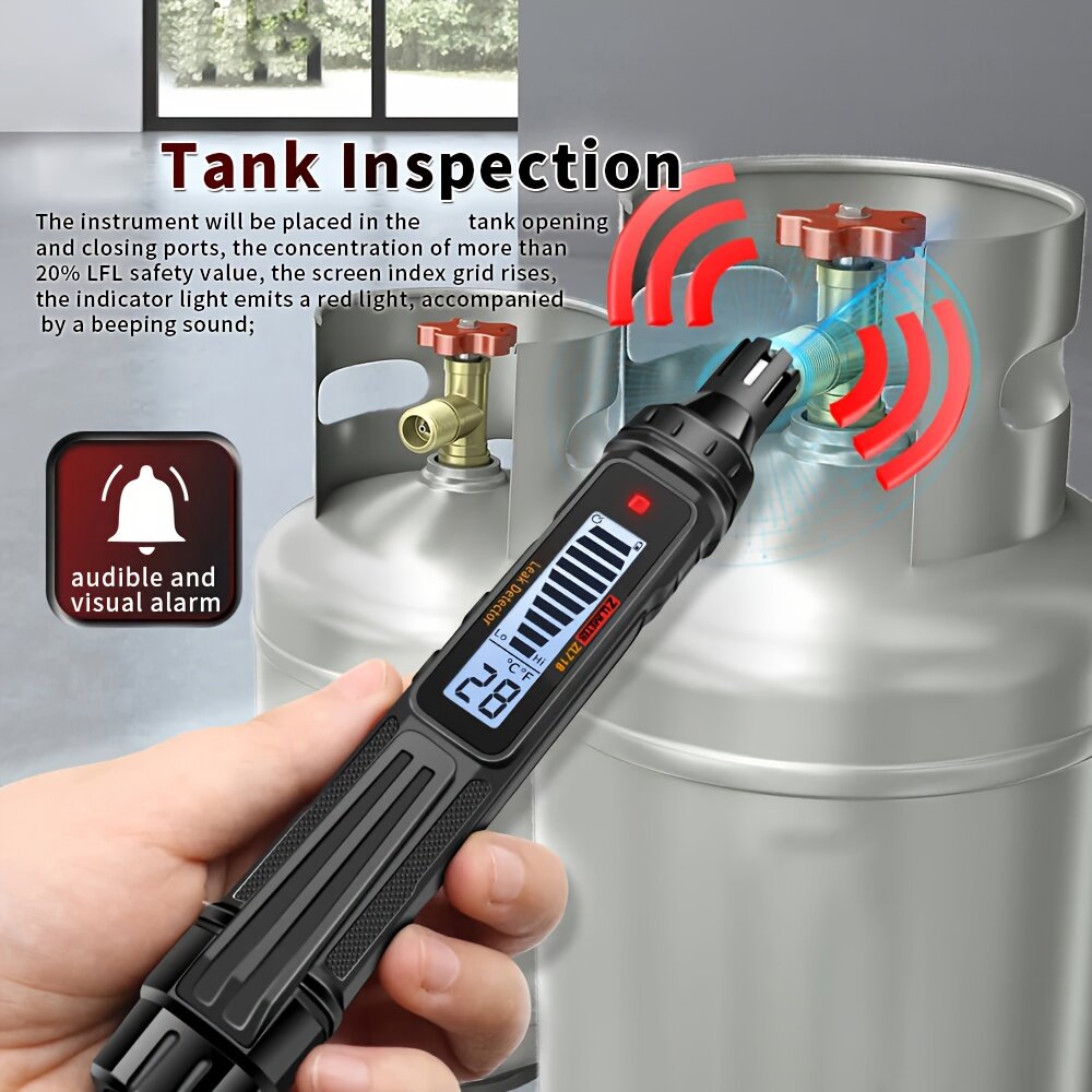 Детектор утечек горючих газов ZLLJMETER: анализатор природного газа, алкоголя, сжиженного нефтяного газа (LPG), метана с зуммером и датчиком PPM