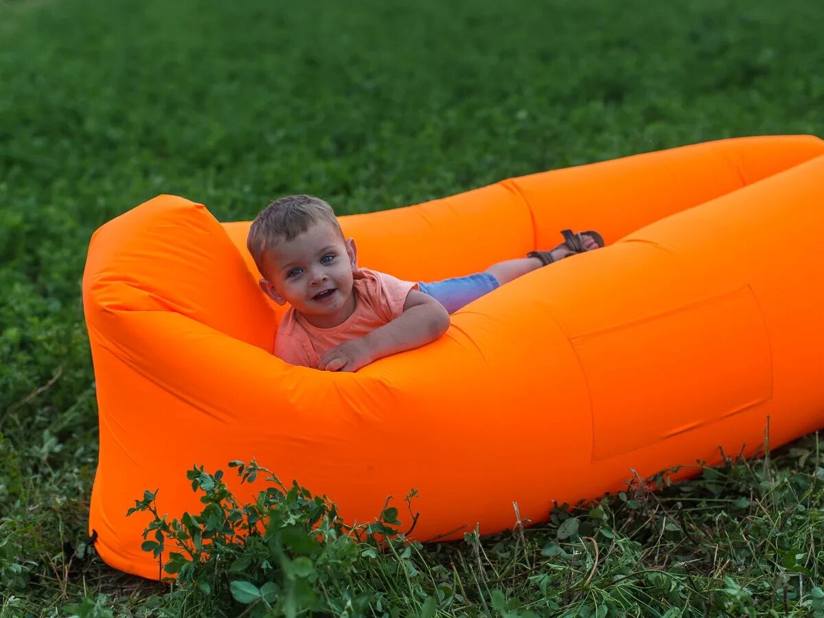 Надувной диван-лежак/Ламзак/ с карманом и сумкой для хранения