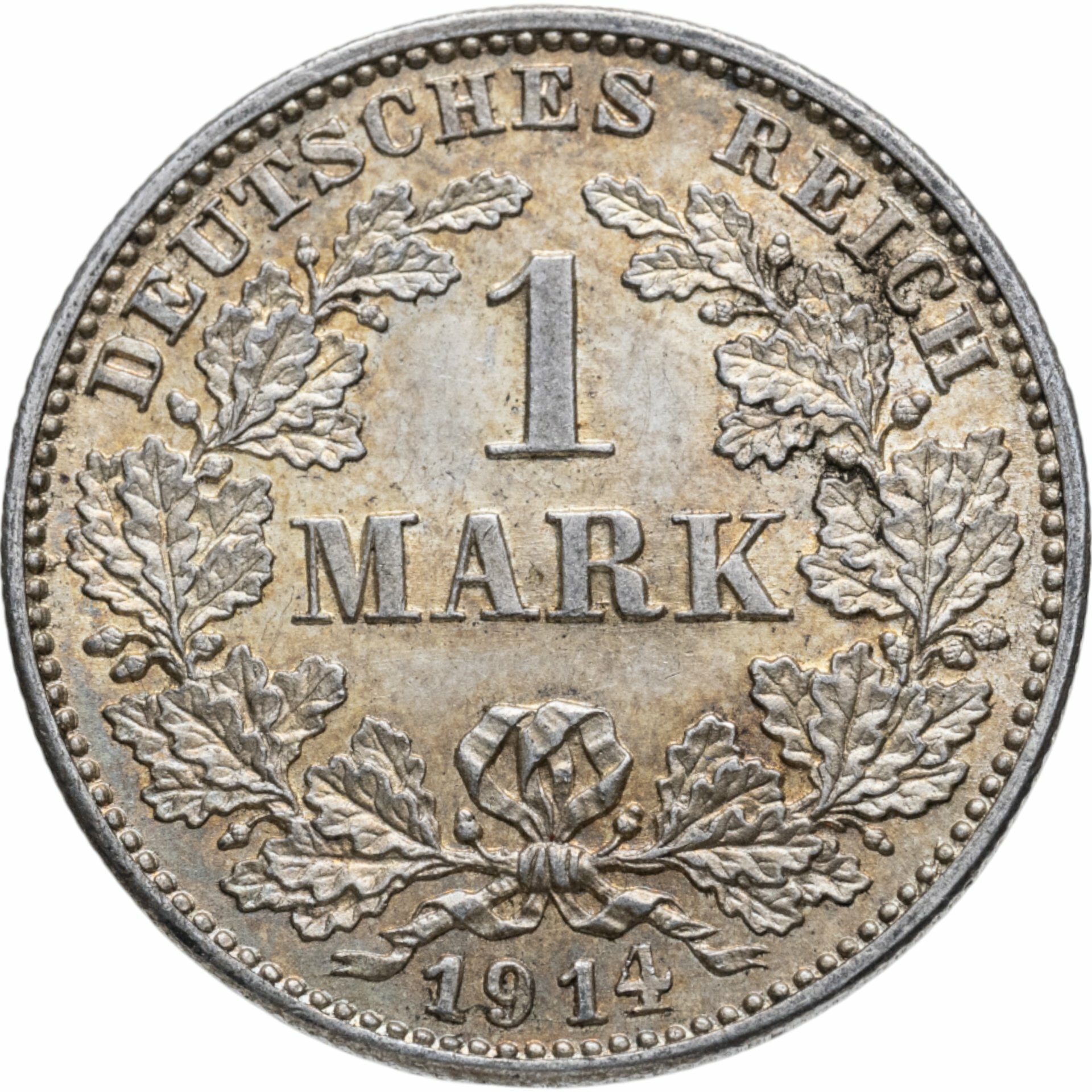 Германия Германская империя 1 марка 1914 "G", Серебро 900, в сохранности AU