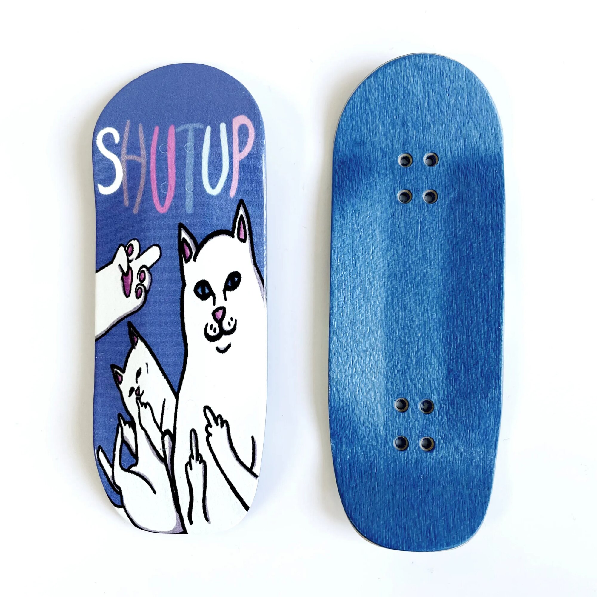 Фингерборд синий "Shut up" 35 мм
