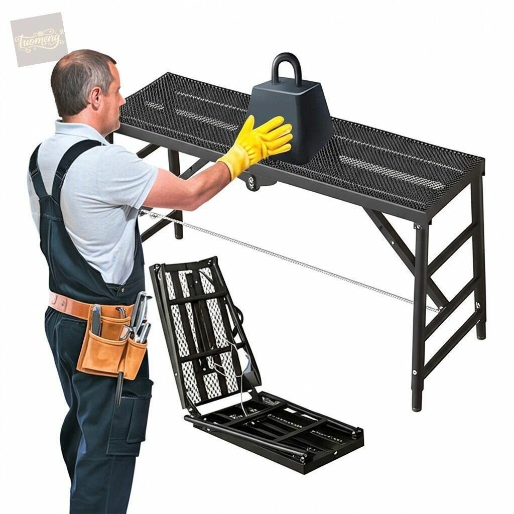 Портативная платформа-подмости, складная рабочая площадка, регулируемая по высоте, антискользящая лестница, для строительства, ремонта, автомойки