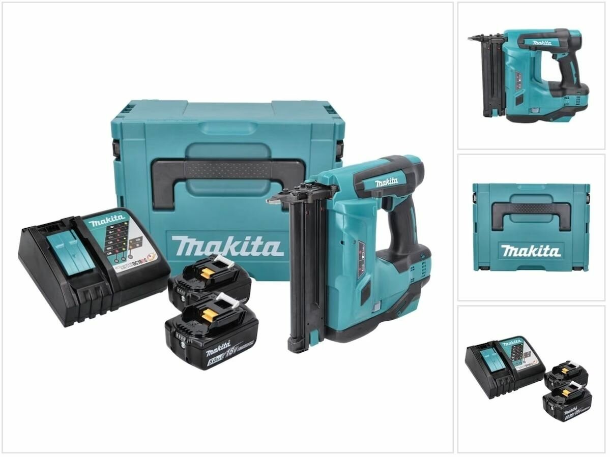 Гвоздезабиватель LXT Makita DBN500RTJ с батареей, 18 В / 5,0 Ач, для гвоздей с головкой 15-50 мм