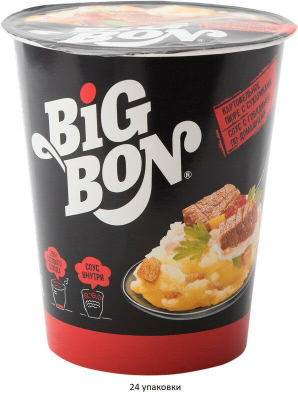 BIGBON Пюре картофельное с сухариками и соусом говядина, 60