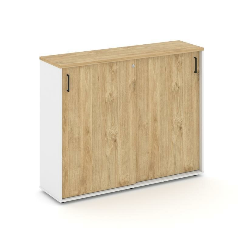 Тумба опорная / приставная с раздвижными дверьми Style Project Riva SN. TOP-171 Белый/Тиквуд Светлый 1232*400*1150