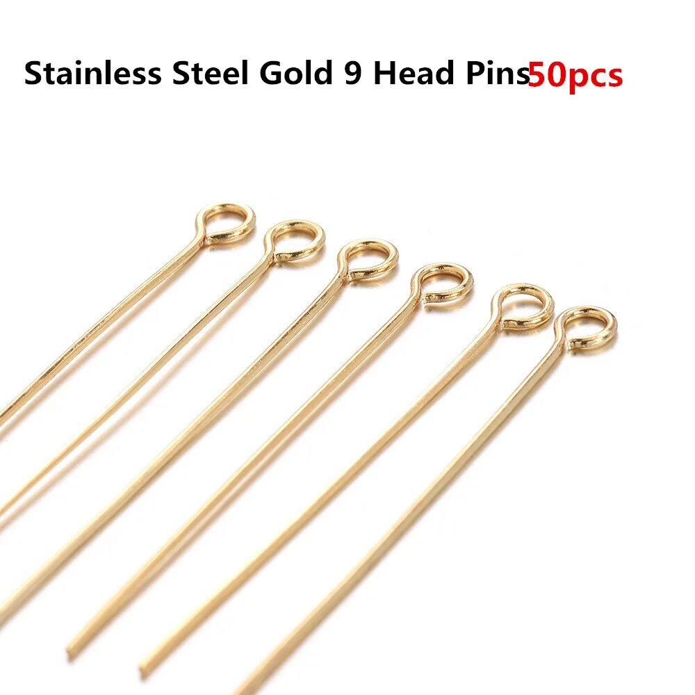 Булавки с плоской головкой из нержавеющей стали, позолоченные булавки с шариковой головкой для изготовления ювелирных изделий, аксессуары, 50-100 шт, 15-70 мм