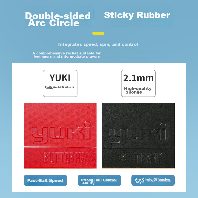 Butterfly TBC302 Table Tennis Racket, Three-Star, Straight Handle, Double-Sided Reverse Rubber, 5-Ply Blade, Single Racket, with Racket Case