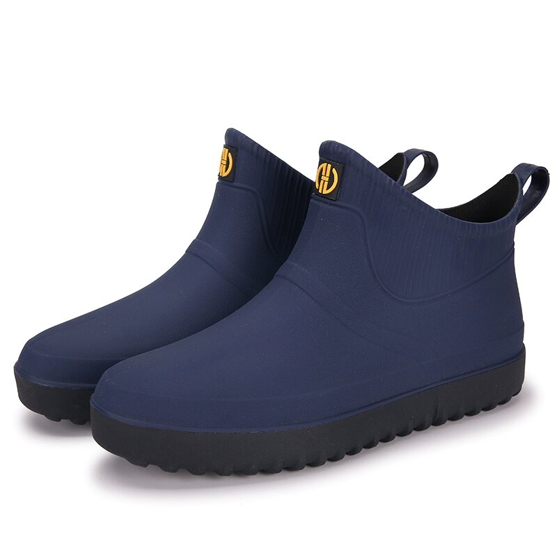 Модные полусапожки, резиновые сапоги, мужские короткие водонепроницаемые туфли, нескользящие, для кухни, автомойки, рабочей обуви, низкие резиновые сапоги для рыбалки