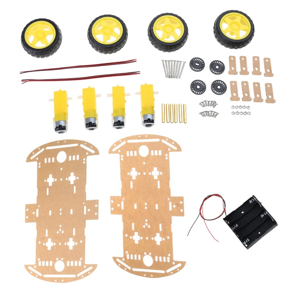 Комплект Шасси Автомобиля-Робота с Датчиками Скорости, Батарейный Отсек, Ультразвуковой Модуль 4WD, Игрушки для Детей, Отслеживающие Автомобильные Аксессуары