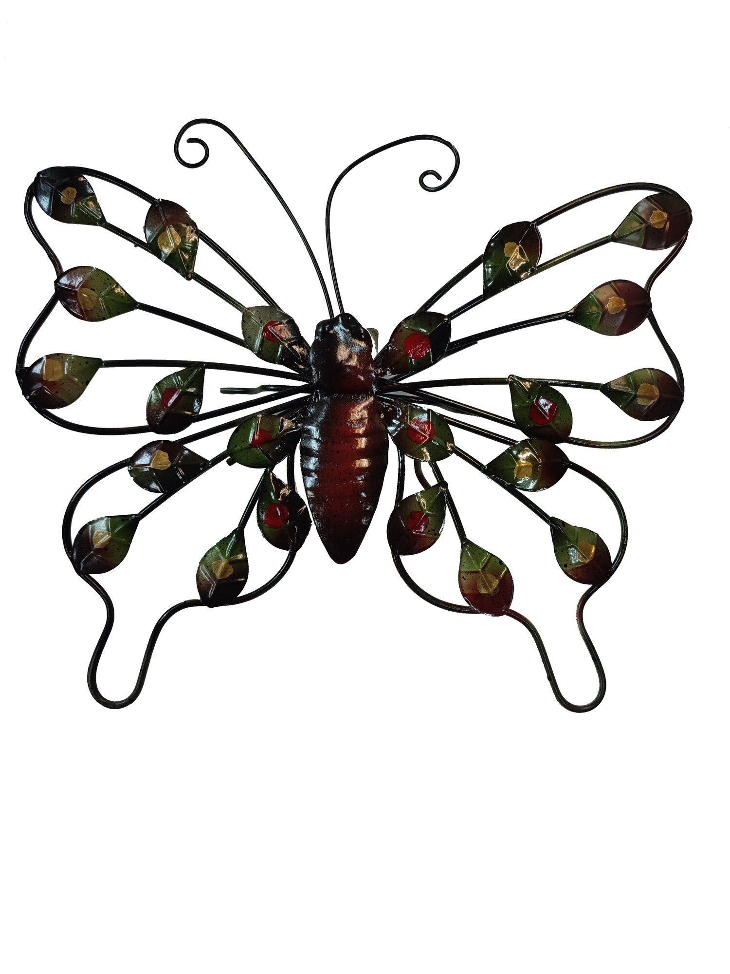 Декор настенный "Бабочка с листочками", металл, 18x23,5x4 см