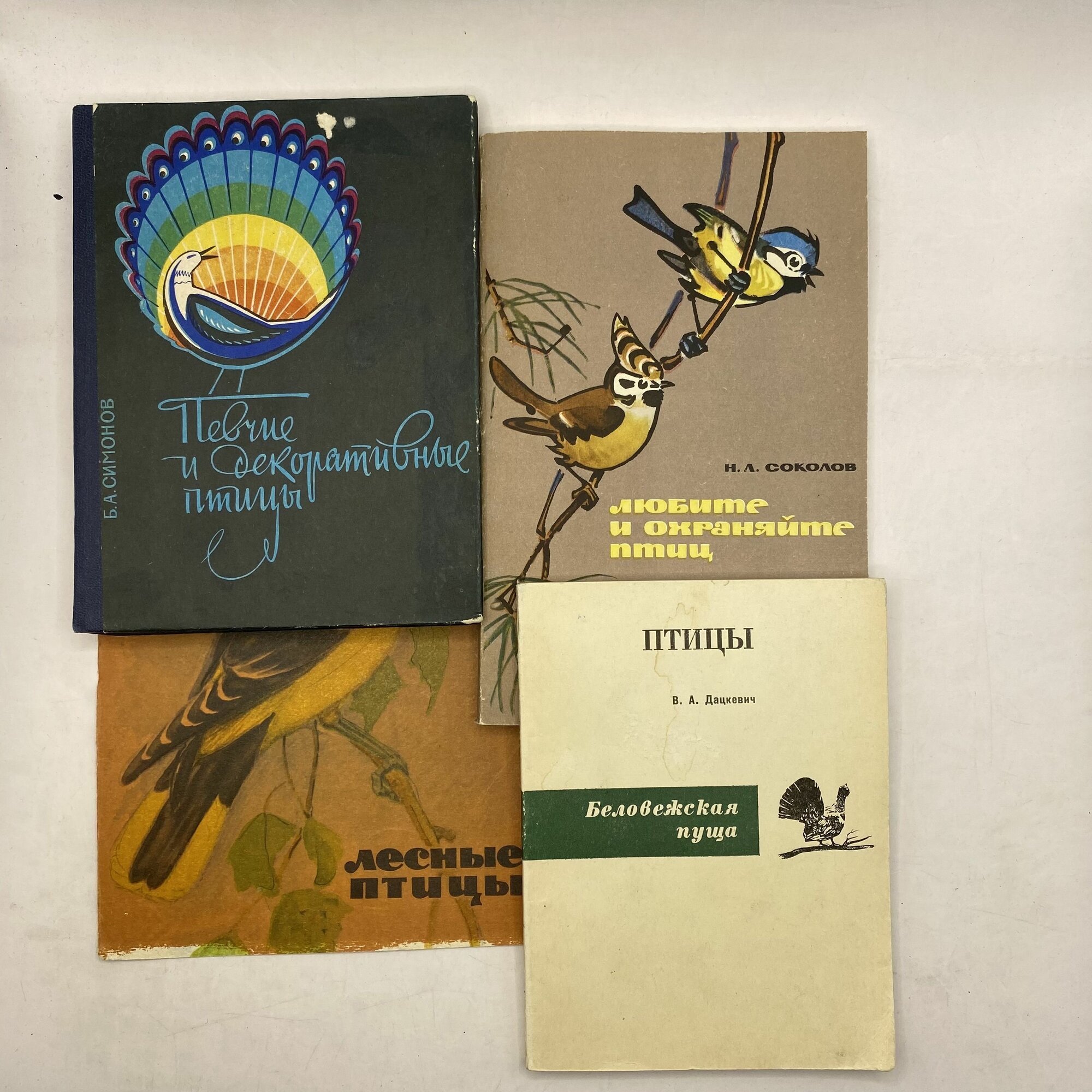 Набор из 4 книг: Лесные птицы /Птицы-беловежская пуща 1976/Любите и охраняйте птиц 1968/Певчие и декоративные птицы 1977