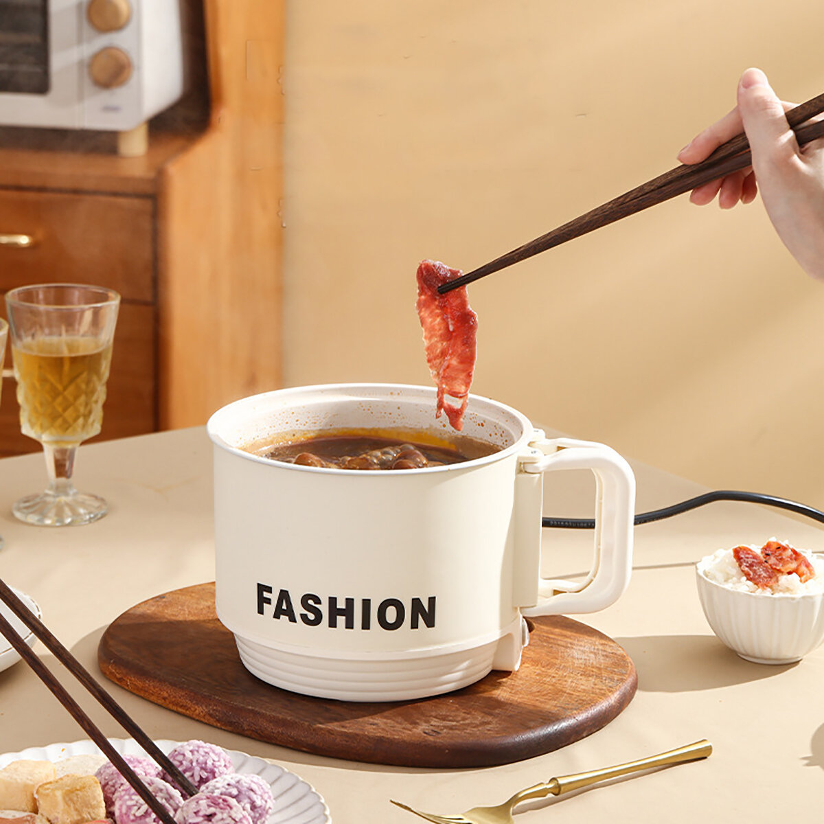 Электрическая мини кастрюля 1 литр/450 Вт/антипригарный керамический вкладыш