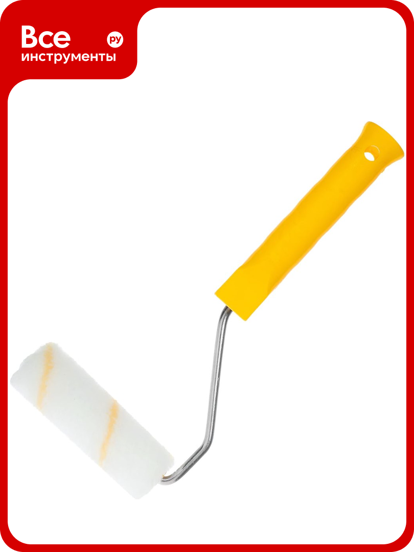 Малярный мини-валик РемоКолор с рукояткой Гирпан, ось 6мм, D15мм, 100мм, 06-4-521