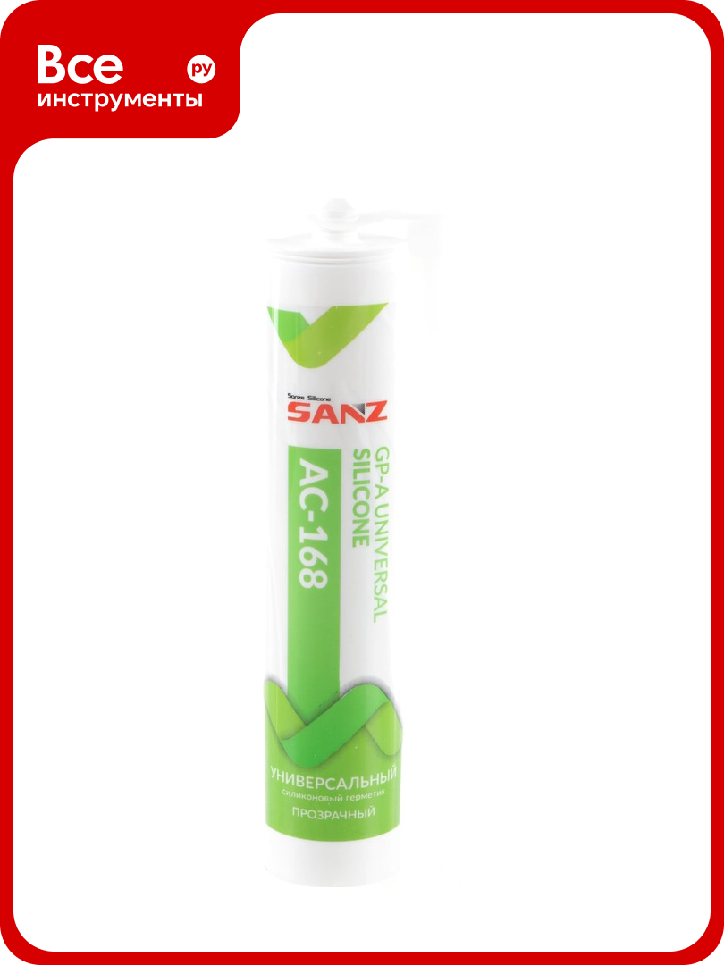 Универсальный силиконовый герметик SANZ АС-168 прозрачный, 280 мл. 168-7400-C, деревянная