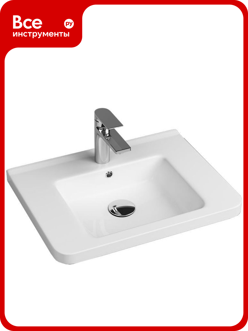 Умывальник Quarter Bath Space Line 60, прямоугольная форма, белый санфаянс, установка на тумбу, 1 чаша