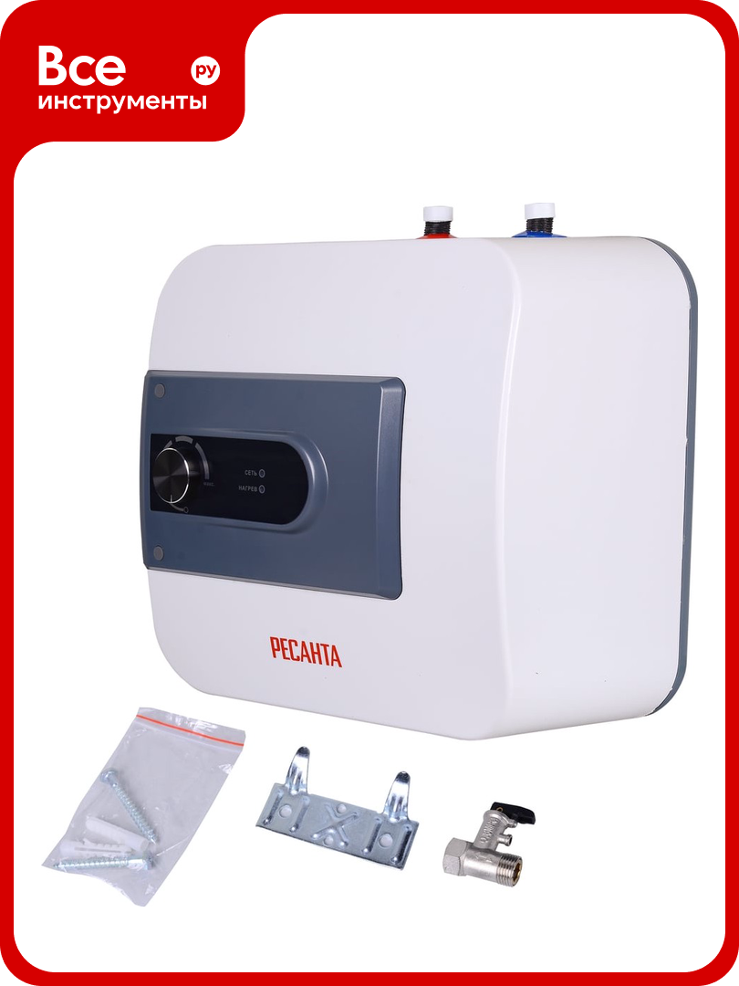 Накопительный, Ресанта, водонагреватель Ресанта ВН-15В 74/5/6, 15 л, эмалированной стали