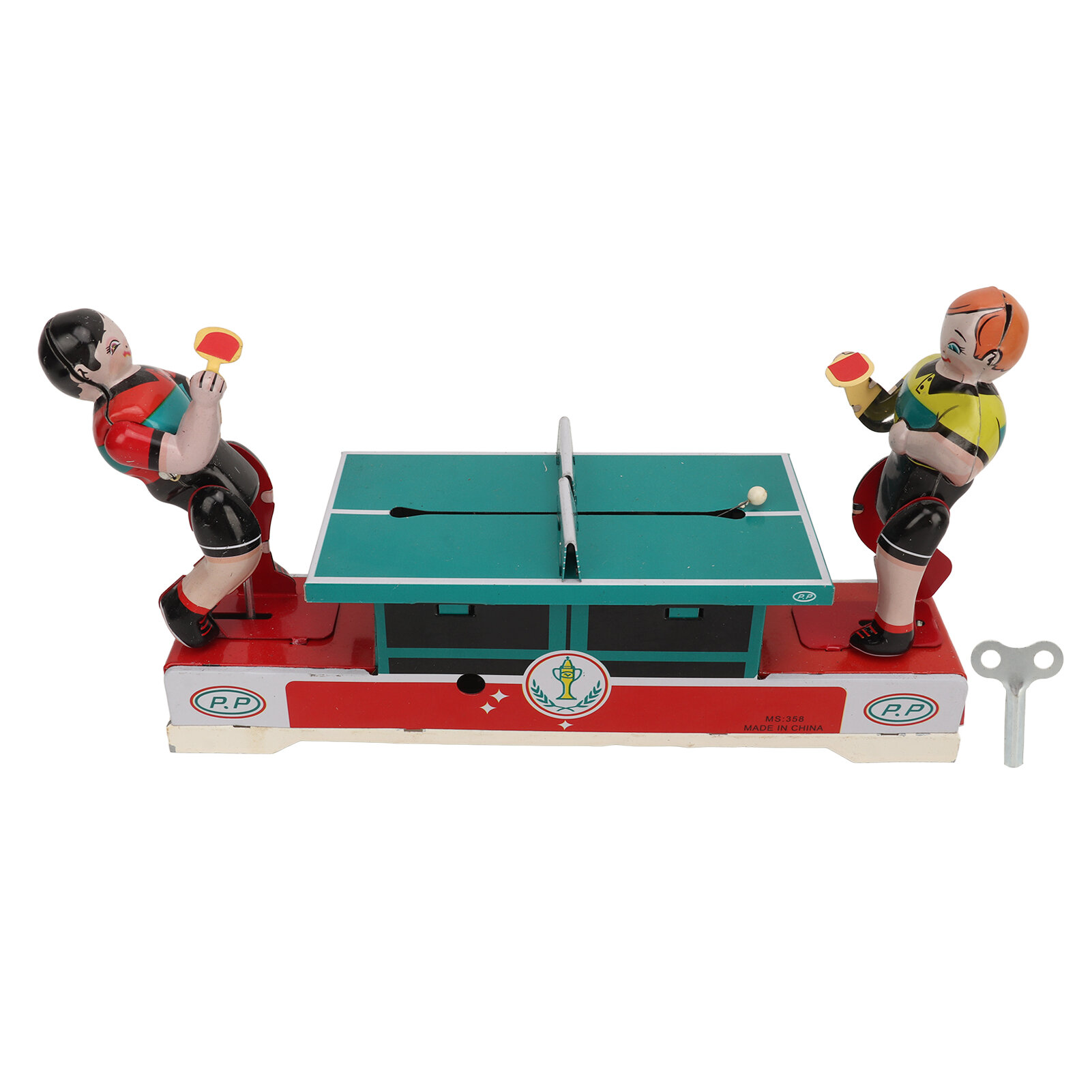 Винтажные игрушки из жести для игроков в настольный теннис с заводным механизмом, металлическая заводная пружина, классическая коллекция оловянных игрушек, коллекционная антикварная игрушка из жести