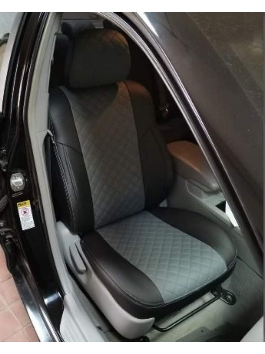 Автомобильные чехлы ORION на сиденья NISSAN ALMERA N16, экокожа, черно-серый, ромб