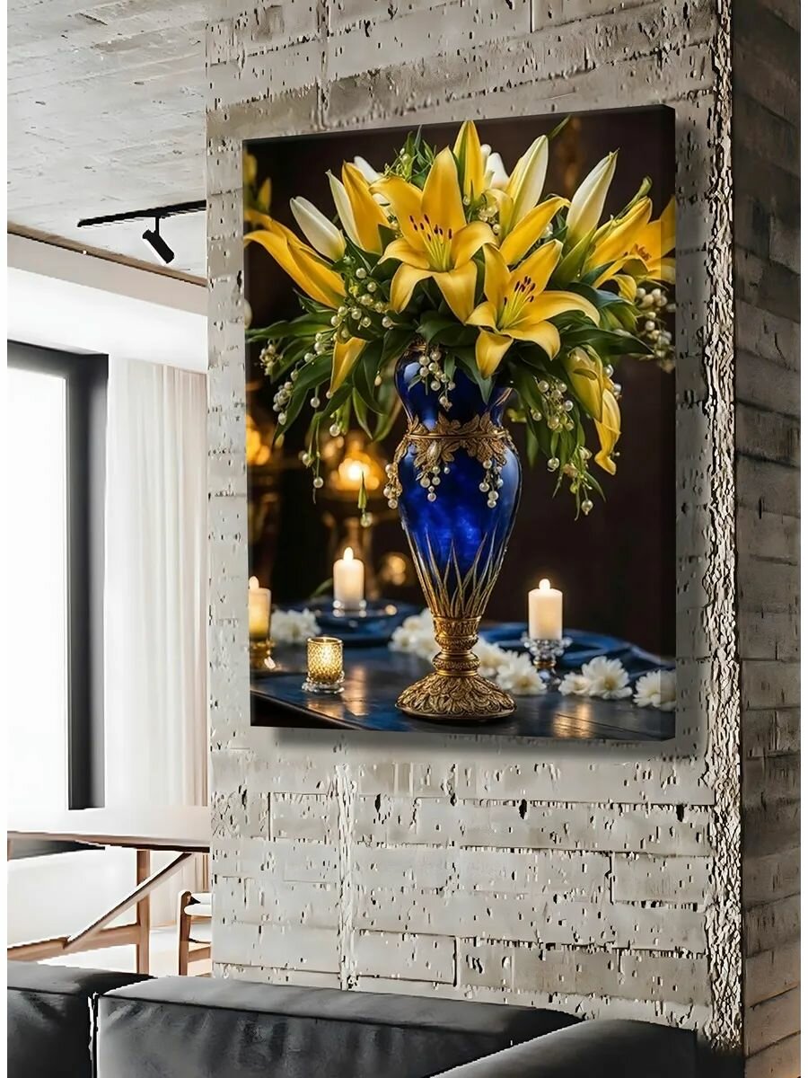 Картина "Золотой лилейный вечер", модульная 50х70см 1шт, на деревянном подрамнике